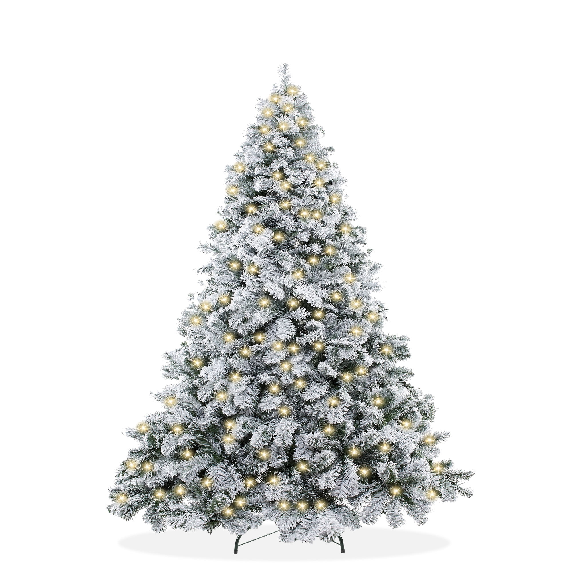 4.5FT Pre-Lit Realistic Snow-Flocked Pine Artificial Holiday Christmas ...