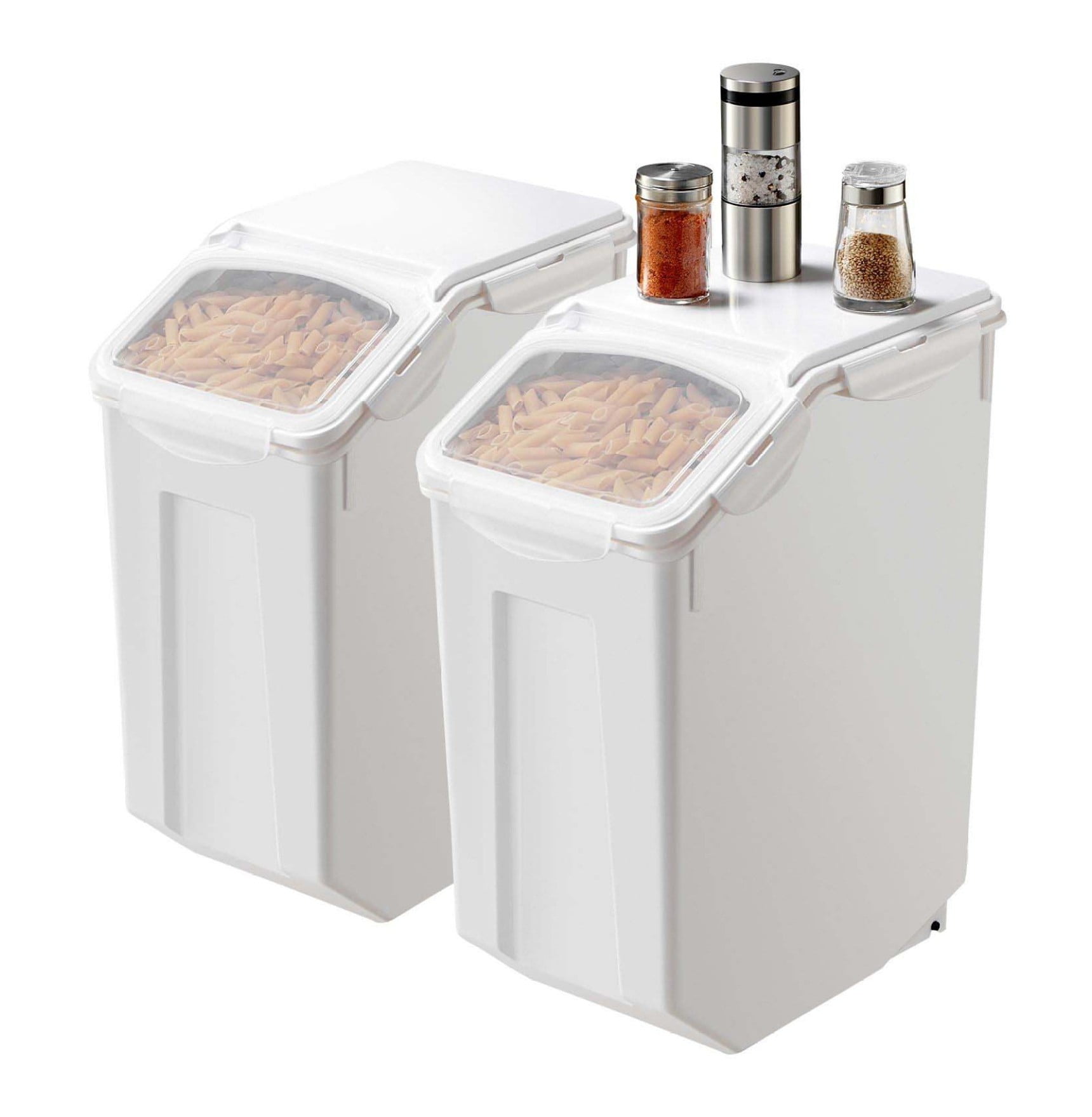 4.5Gal Food Storage Containers Airtight, 2 Pack Large Kitchen Flour Bin ...