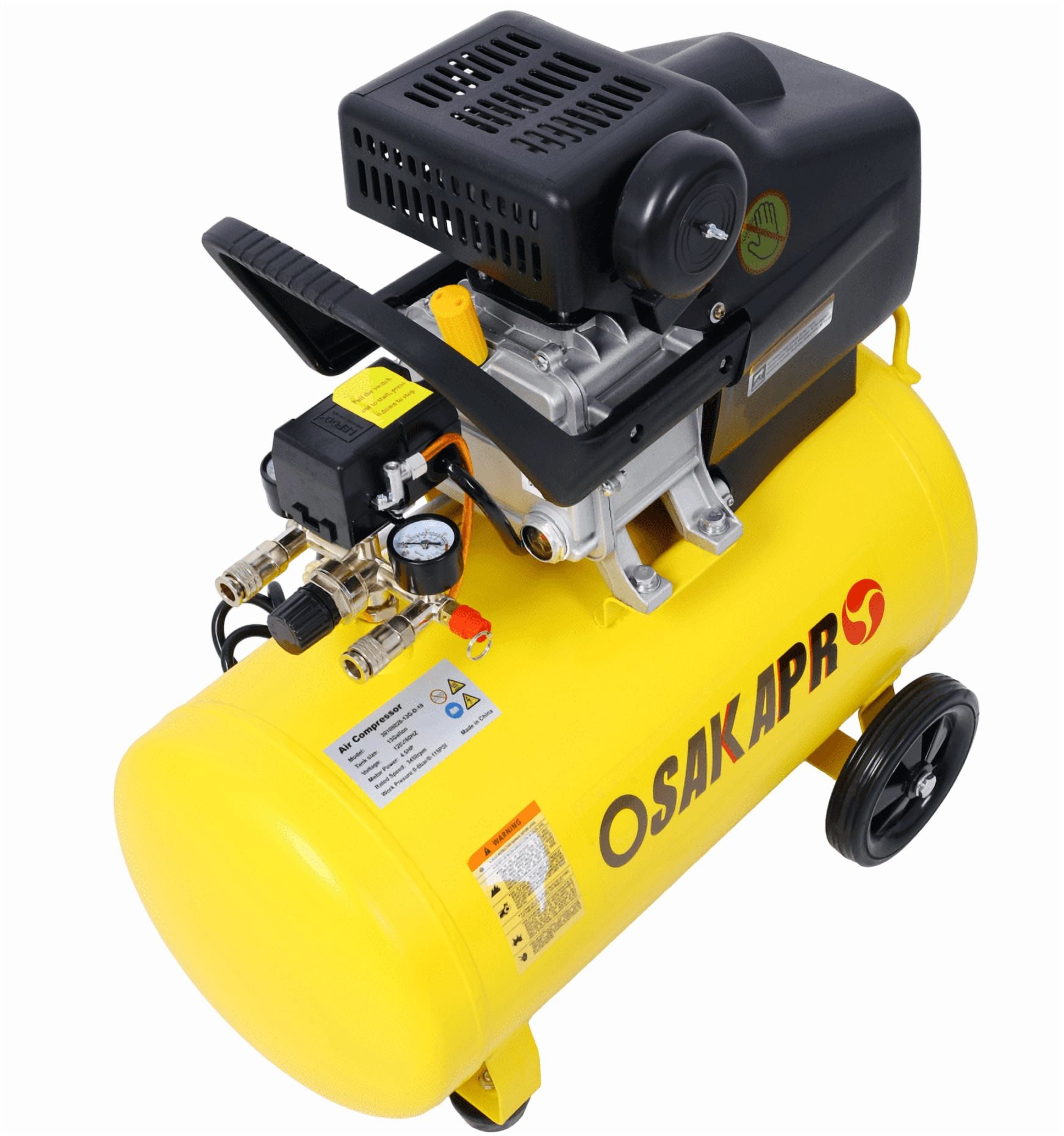4.5HP Ultra Quiet 13 Gal Oil-Lubricated Air Compressor with Wheels ...