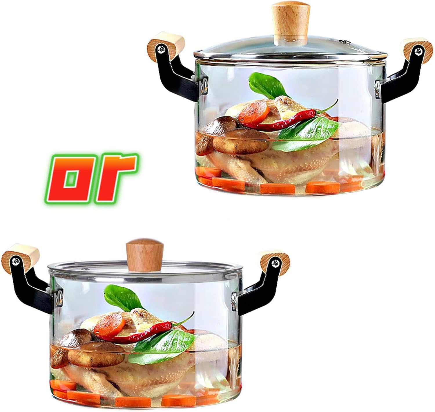 4.5L Clear Glass Stock Pot with Lid - Heat Resistant Borosilicate for ...