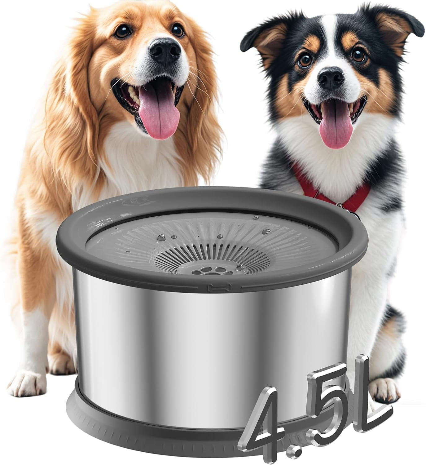 4.5L Dog Water Bowl No Spill 1.2 Gallon Stainless Steel Water Bowl for ...