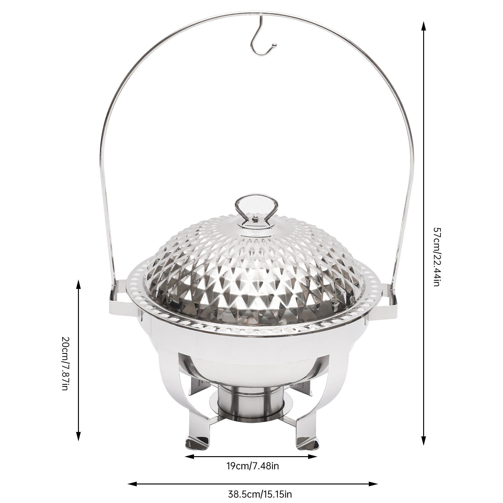 4.5L Round Stainless Steel Chafing Dish Buffet Set, Silver, for ...