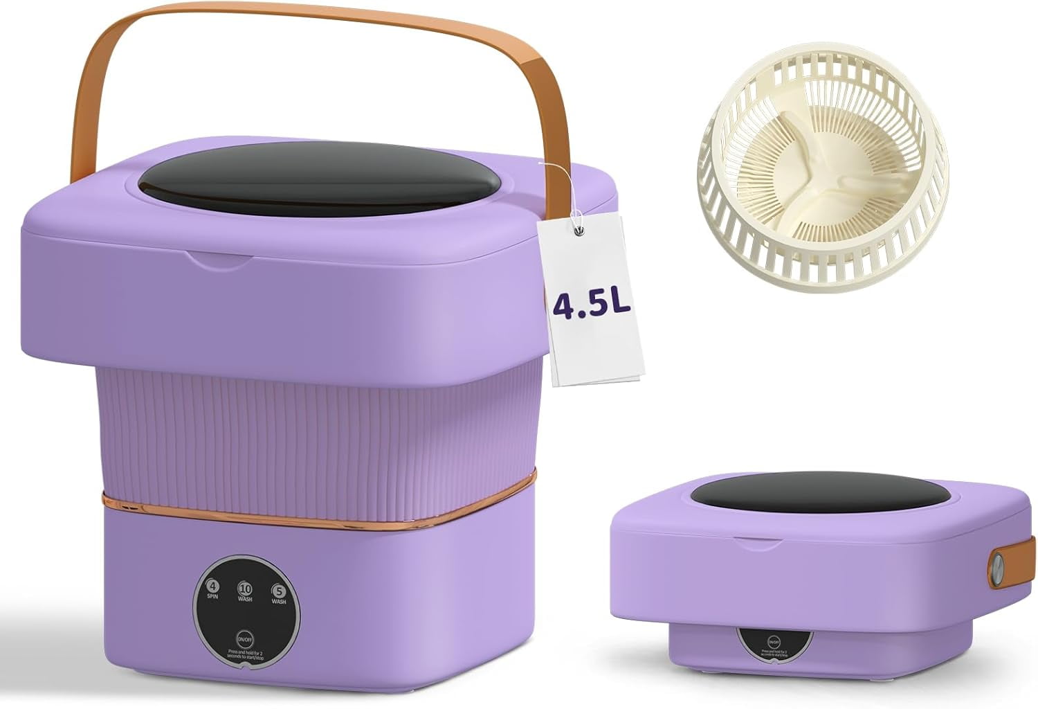 4.5L Small Portable Washing Machine, Mini Foldable Washer with 3 Modes ...