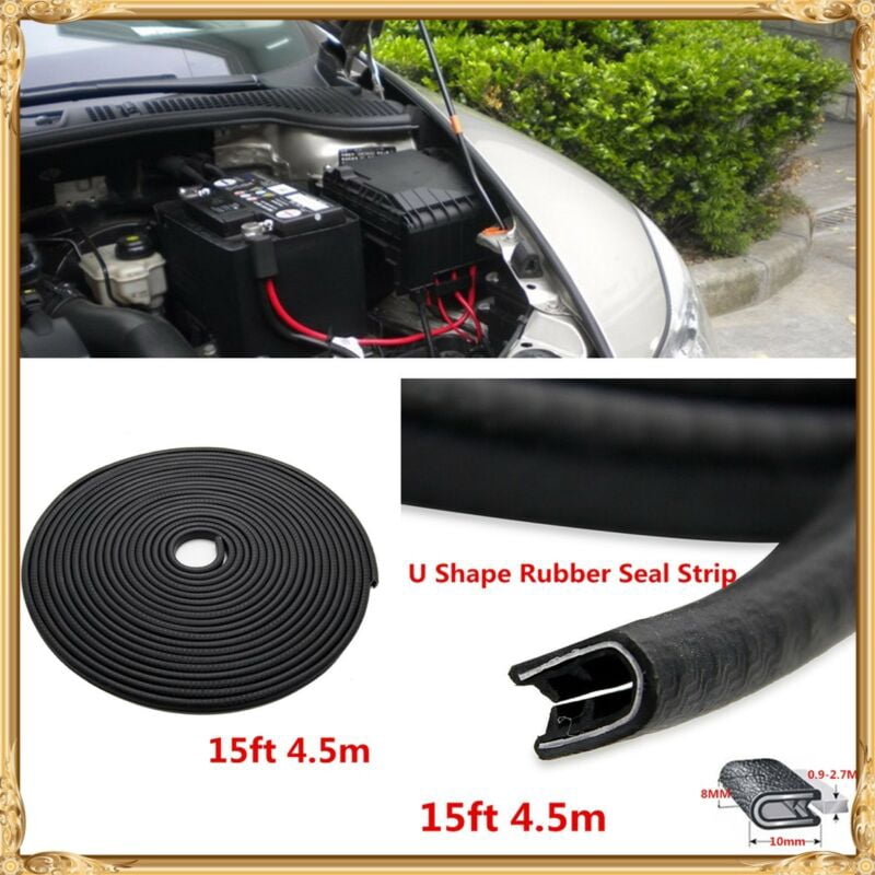 4.5M U Shape Car Door Window Trim Edge Mouldings Rubber Weatherstrip ...