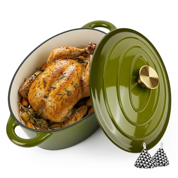 4.5QT Enameled Dutch Oven Pot With Lid, Cast Iron Dutch Oven With Dual ...