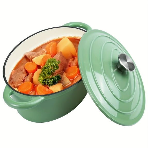 4.5QT Enameled Dutch Oven Pot With Lid, Cast Iron Dutch Oven With Dual ...
