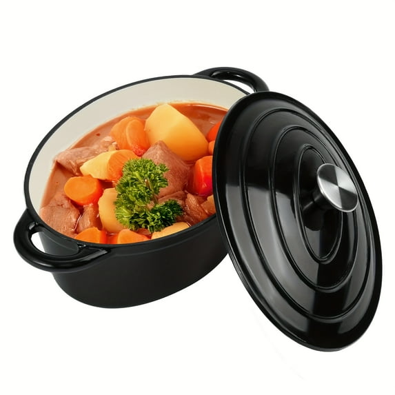 4.5QT Enameled Dutch Oven Pot With Lid, Cast Iron Dutch Oven With Dual ...