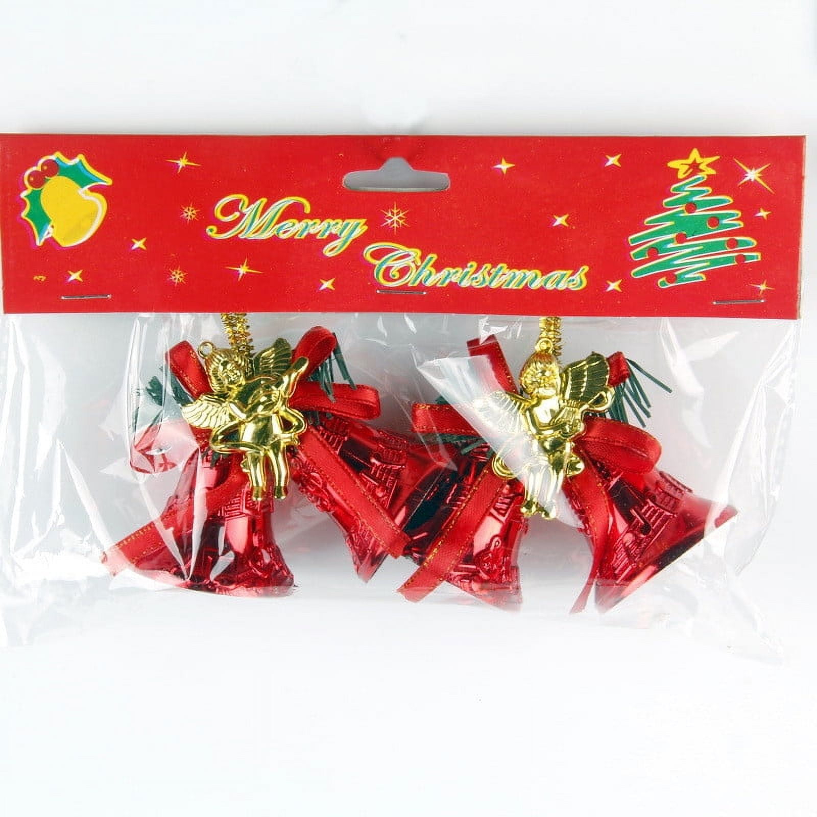 4.5cm Christmas Bells, Plastic Electroplated Two Strings with Red ...