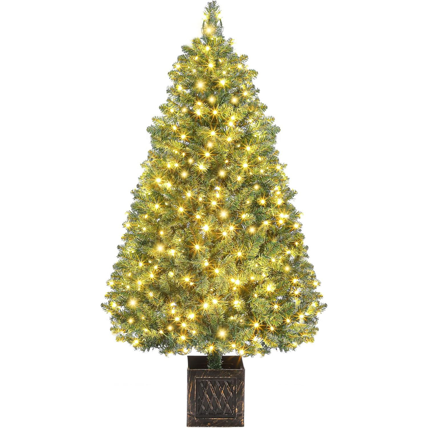 4.5ft Artificial Christmas Tree，Prelit Christmas Tree Design with 300 ...