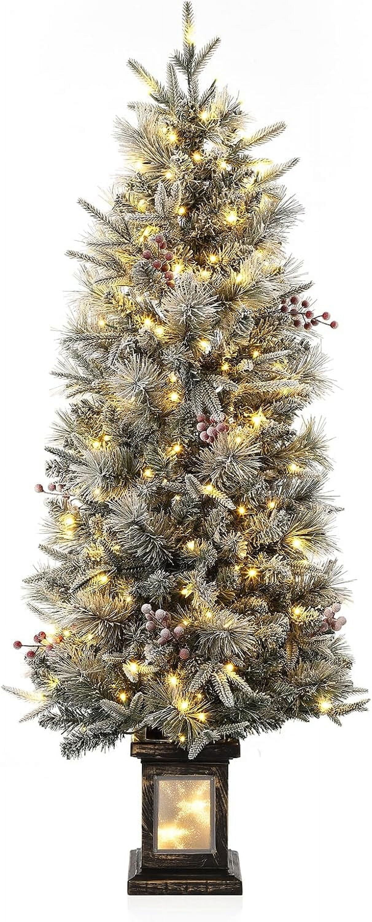 4.5ft Christmas Tree with 200 Warm White LED Lights, Pre-Lit Artificial ...
