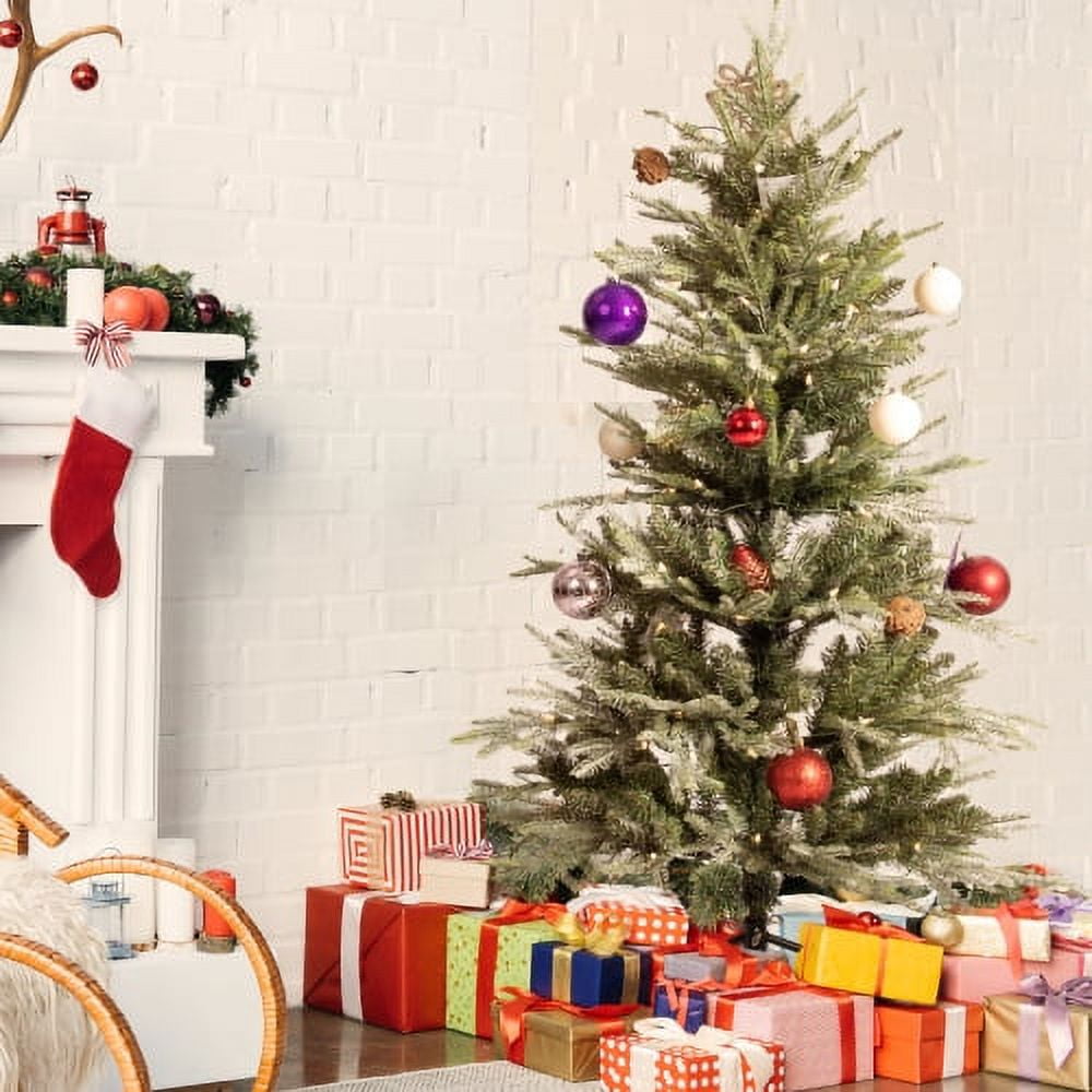 4.5ft Pre-Lit Snow Flocked Artificial Holiday Christmas Pine Tree for ...