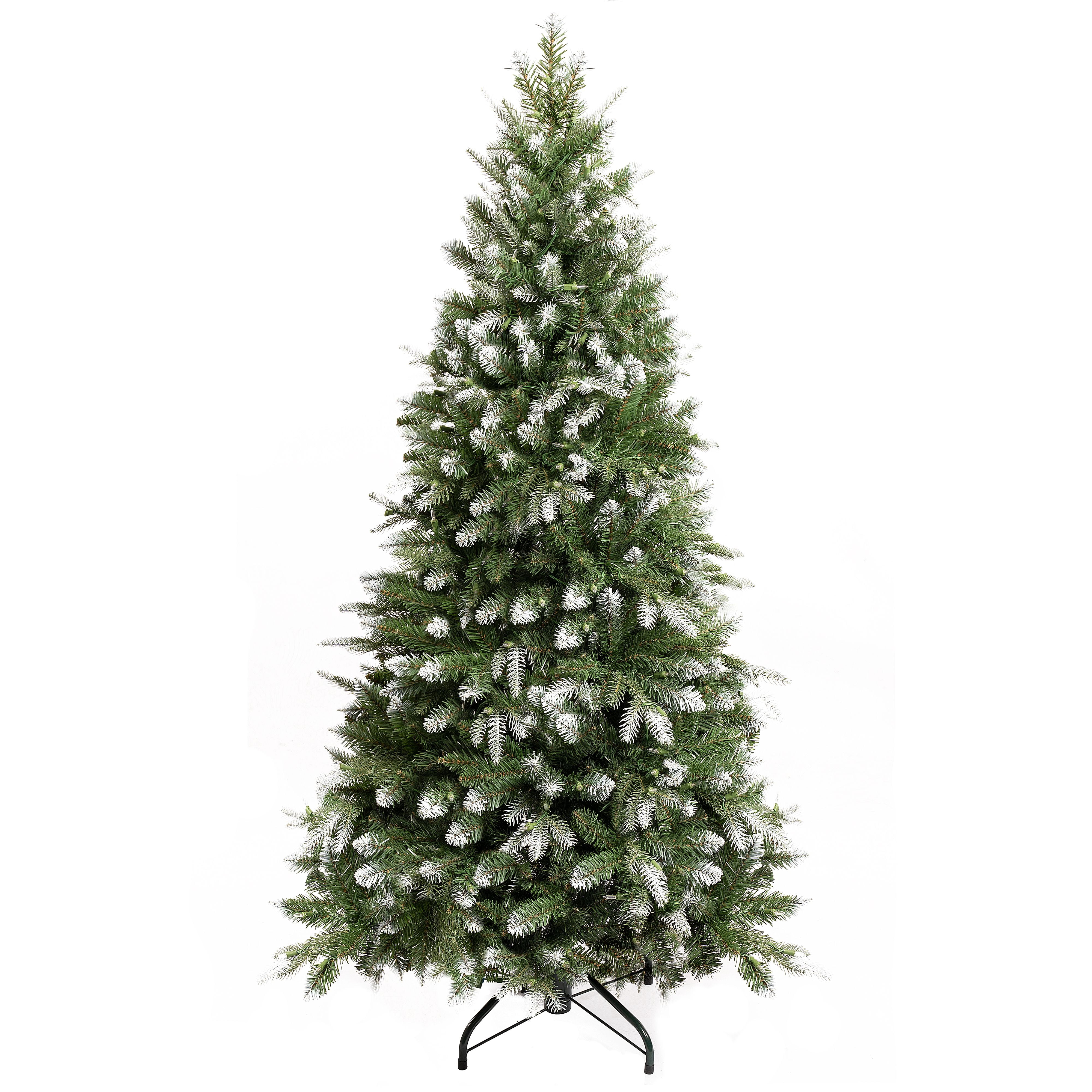 4.5ft White Tip Christmas Tree with Lights, Snow Flocked Fir Christmas ...