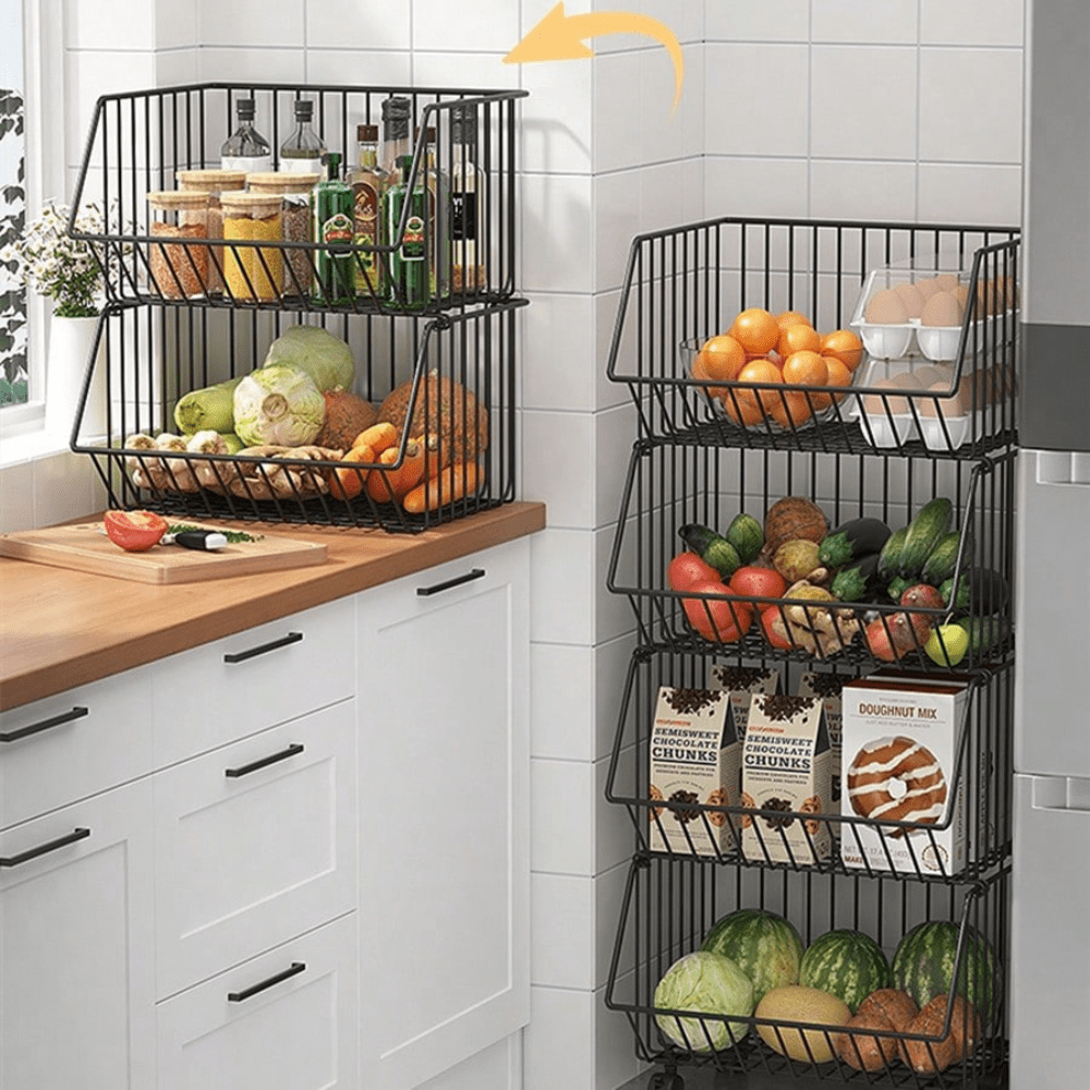 4/5layers Kitchen Fruit And Vegetable Basket, Snack Cart, Stackable ...