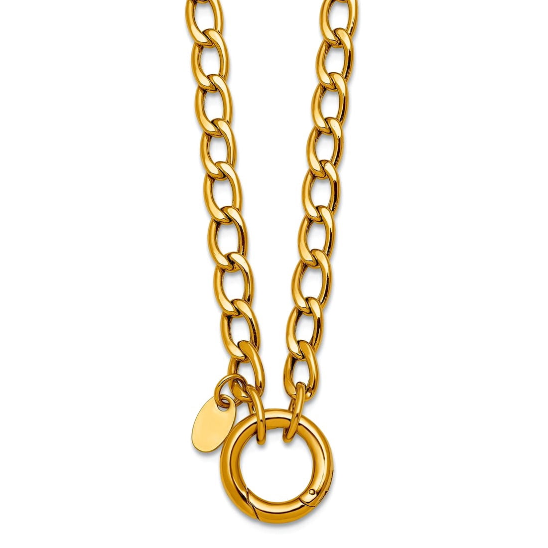 4.5mm 14k Solid Yellow Gold Polished Circle Push Clasp Fancy Link ...