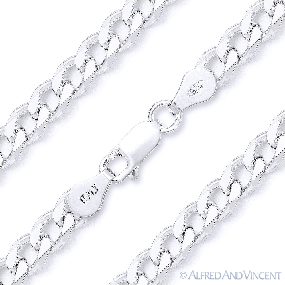 4.5mm Cuban / Curb Link Italian Chain Necklace in Solid .925 Sterling ...