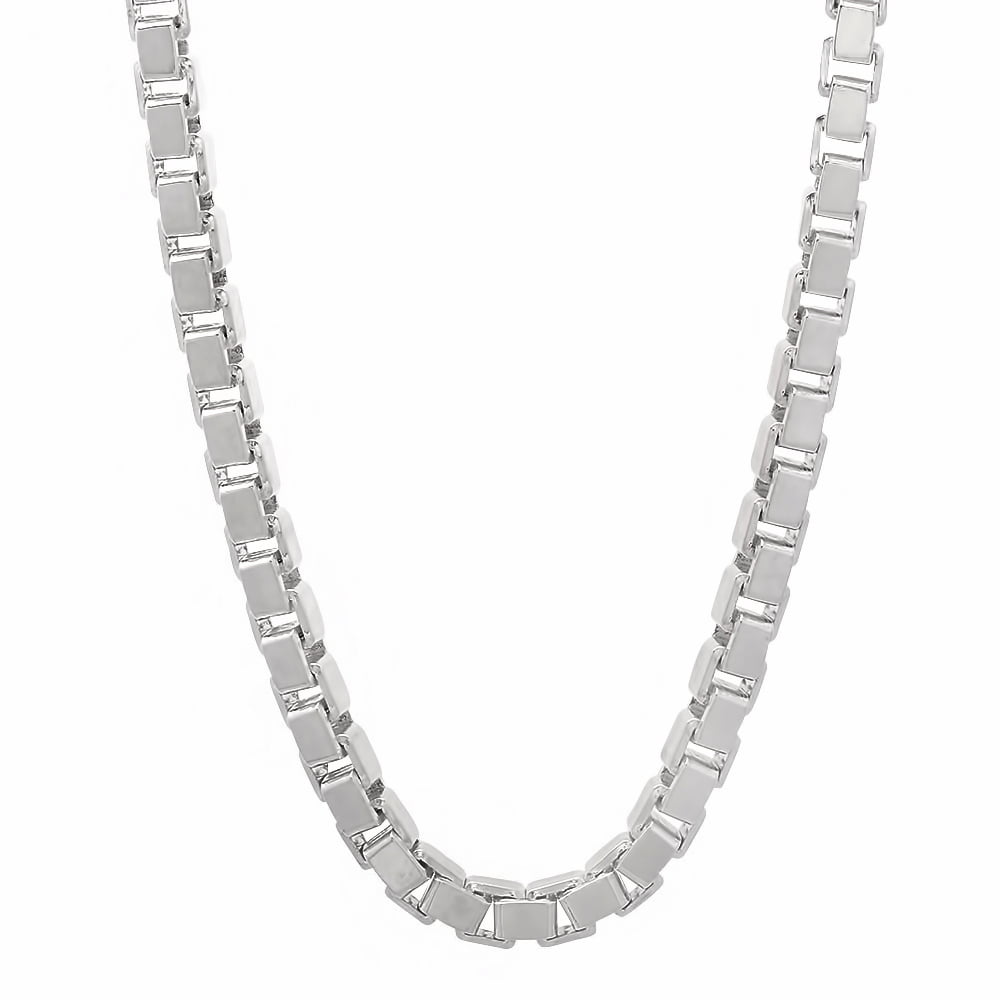 4.5mm Solid .925 Sterling Silver Square Box Chain Necklace, 24 inches ...