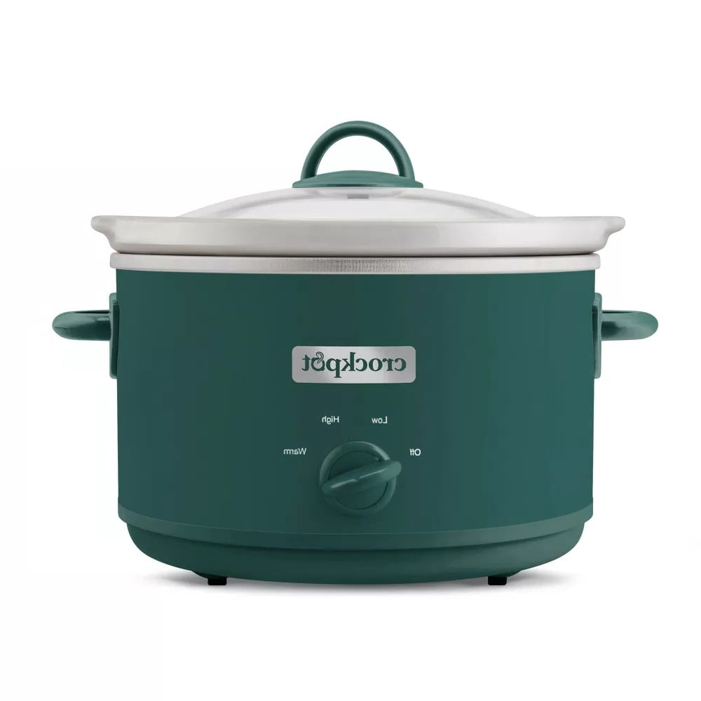 4.5qt Slow Cooker Ponderosa Green: Ceramic Stoneware, 3 Settings, Stay ...