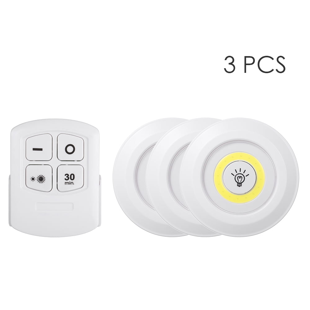 4.5v 1W COB LED Puck Light 3 Pack with Remote Controller Brightness ...