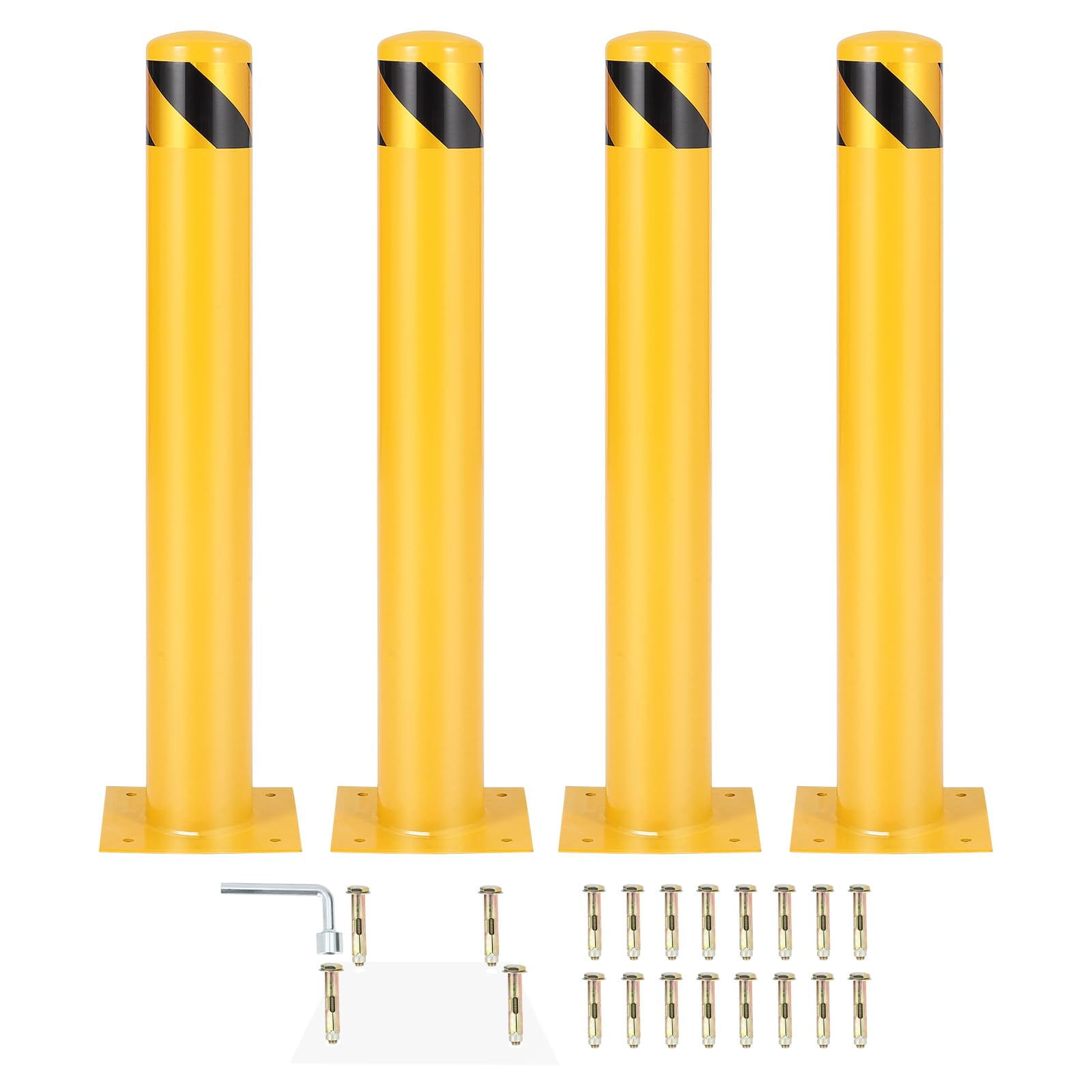 4.5x48 Inch Safety Bollard Post - Yellow Steel Bollard with Anchor ...