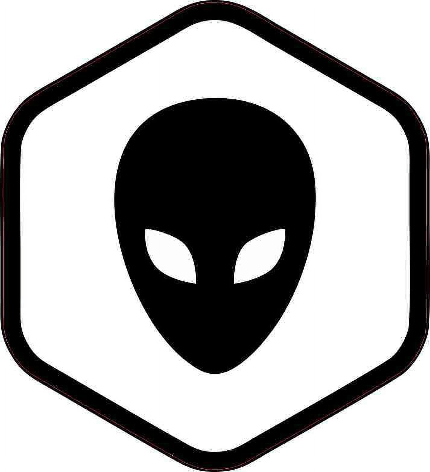 4.5x5 Black Outline Hexagon Alien Bumper Sticker Vinyl Window Decal ...