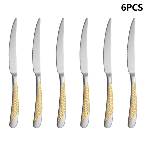 4/6/16/24pcs Stainless steel cutlery set Star Diamond series gold ...