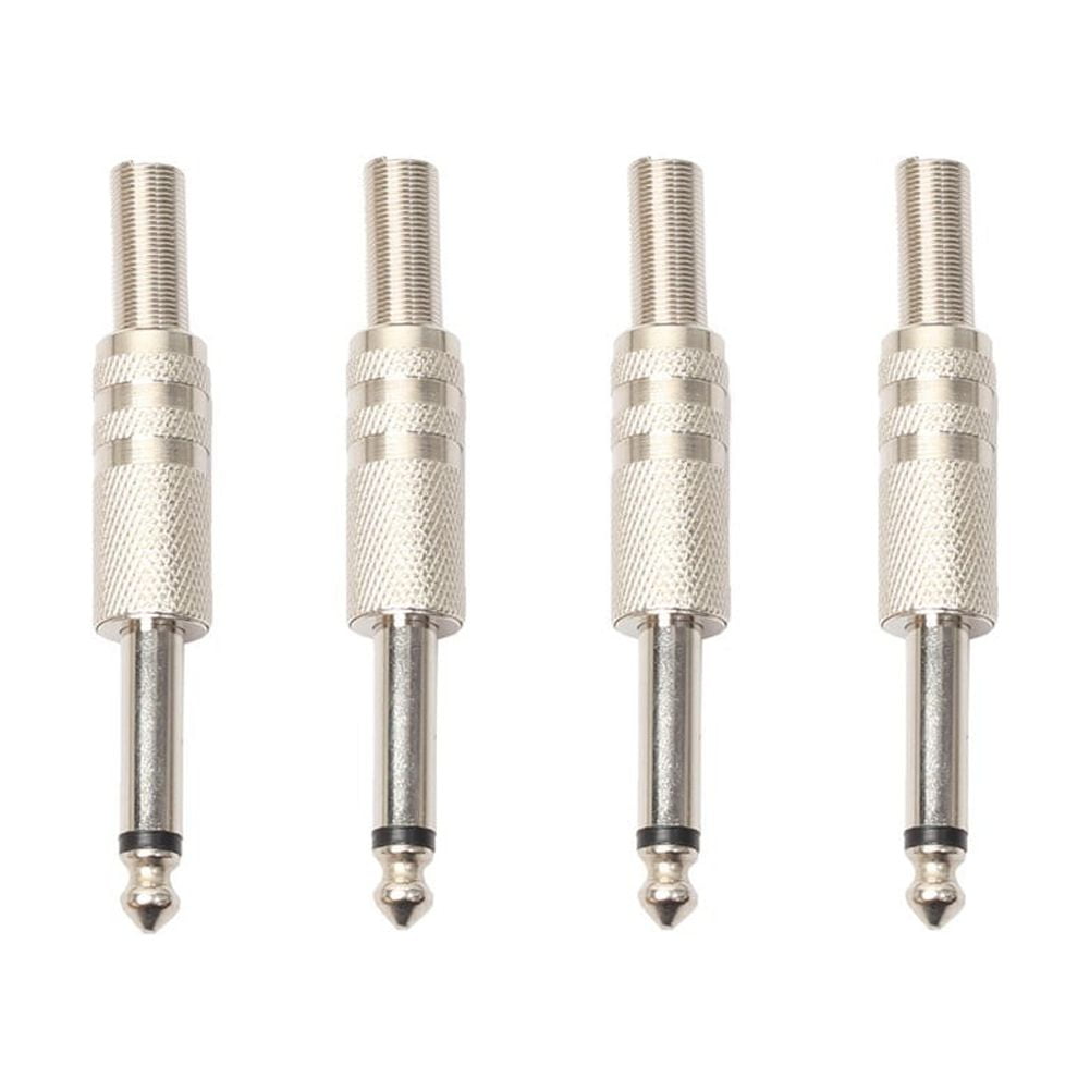 4*-6.35mm Metal Mono Amplifier Plug 1/4Inch Microphone Audio Connector ...