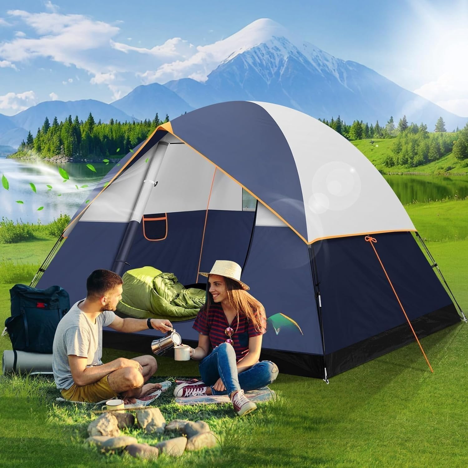 4/6/8/10/12 Person Camping Tent, Family Camping Tent with Rainfly ...