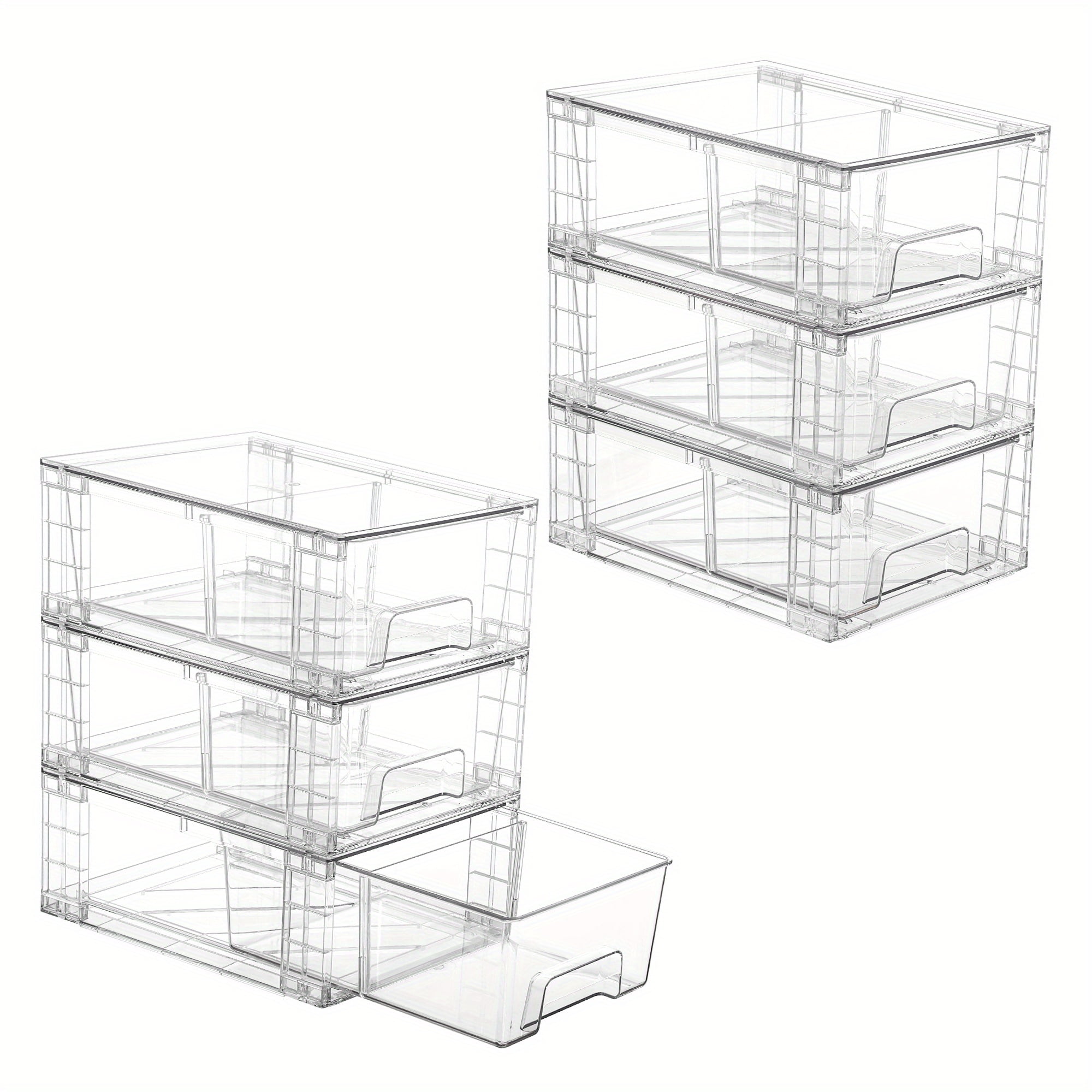 4/6/8/10 Pack Clear Acrylic Food Storage Drawers - Stackable Organizer ...