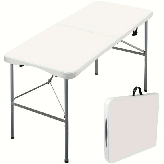 4/6/8 FT Folding Table, White Plastic Office Table, Indoor & Outdoor ...