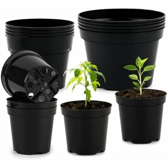 4/6/8 Inch Black Plant Nursery Pots, 15 Pack, Thickened Plastic with ...