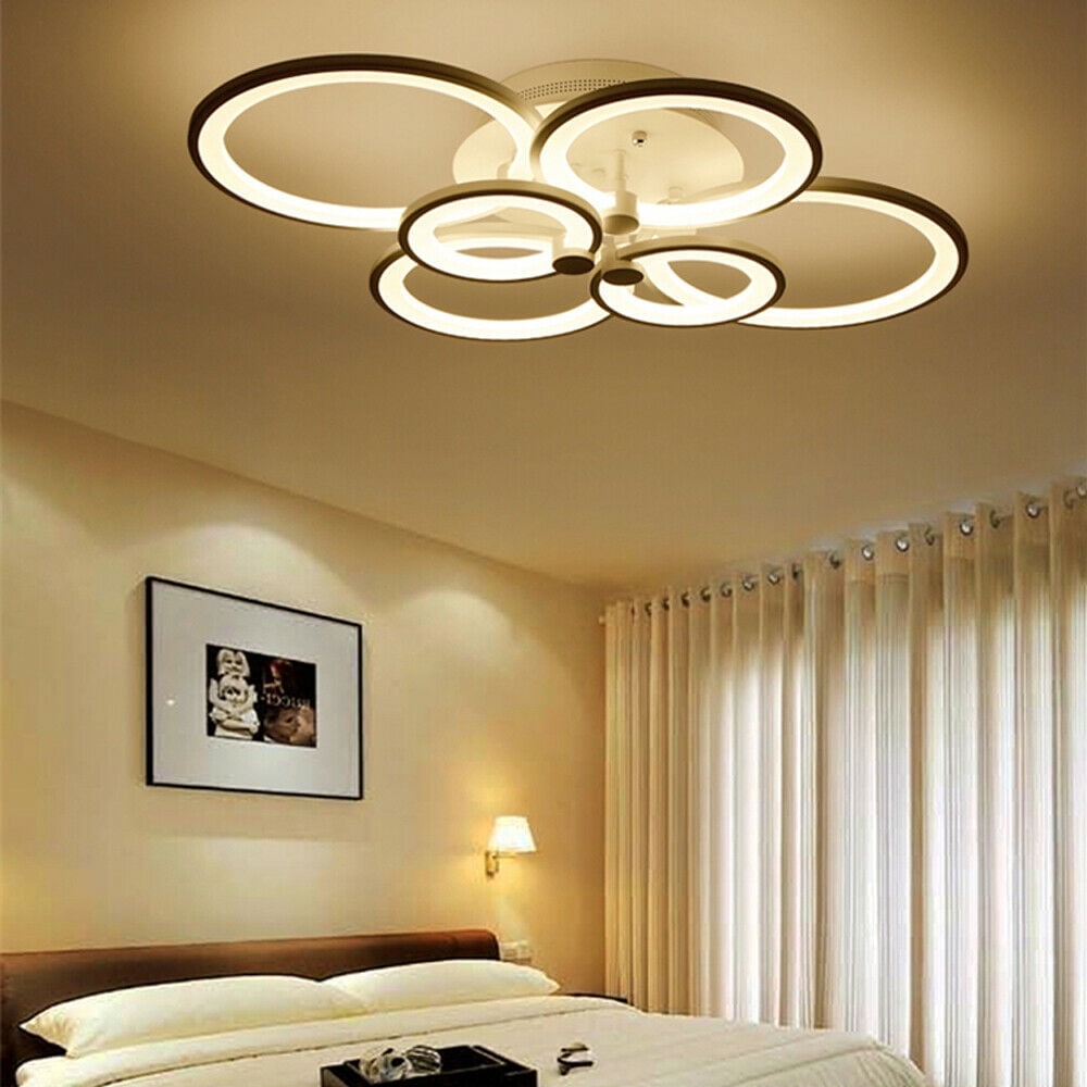 4/6/8-Light FLush Mount Light, Black and White Ring Acrylic LED Ceiling ...