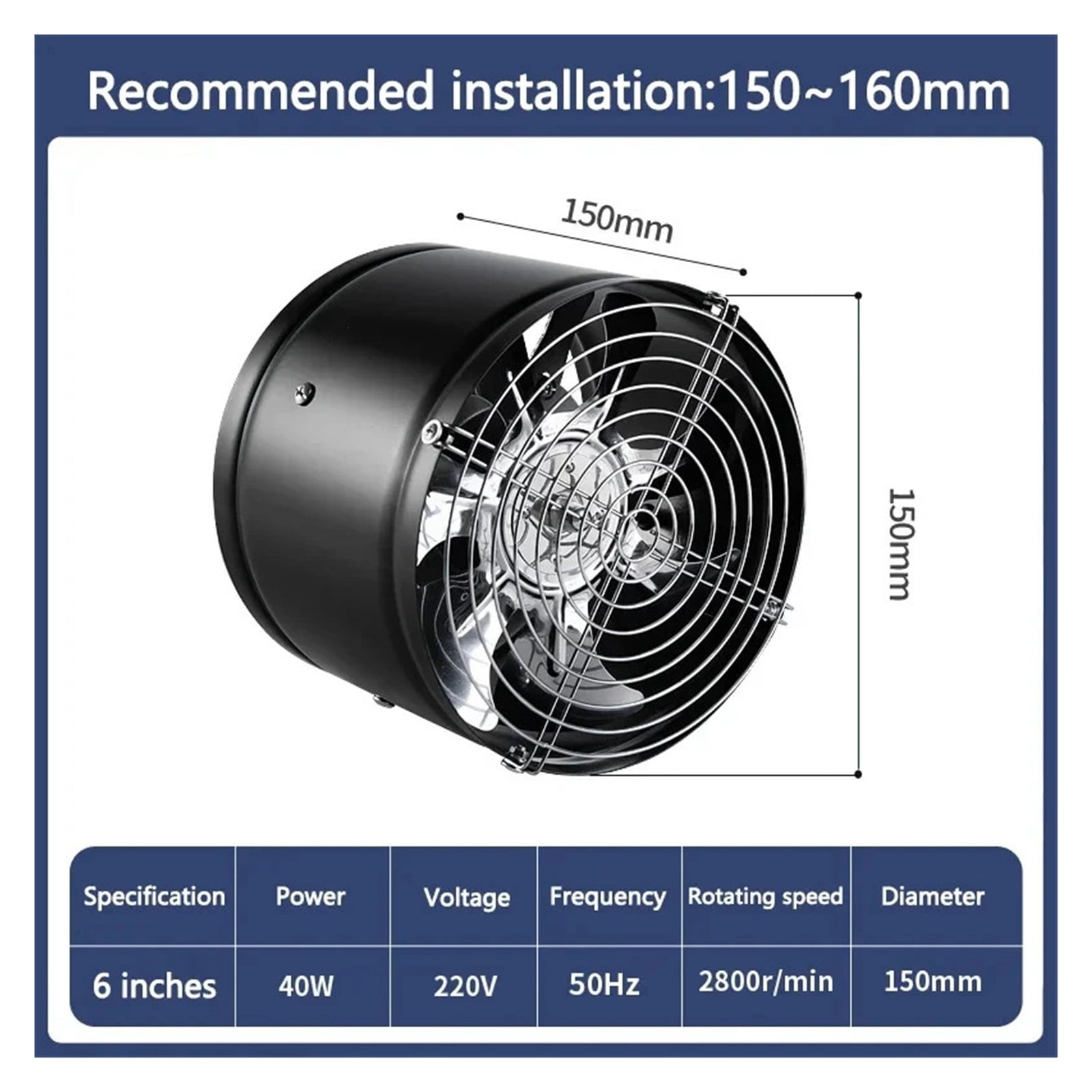 4''6''8'' Pipe Exhaust Fan Air Ventilator Metal Pipe Ventilation ...