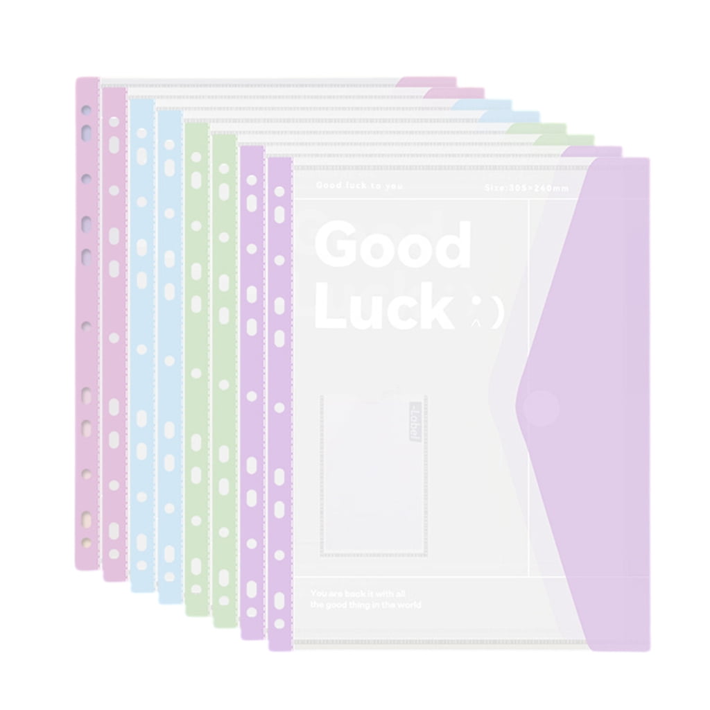 4/6/8Pcs Expandable Punched Pockets Clear Plastic Document Envelope ...