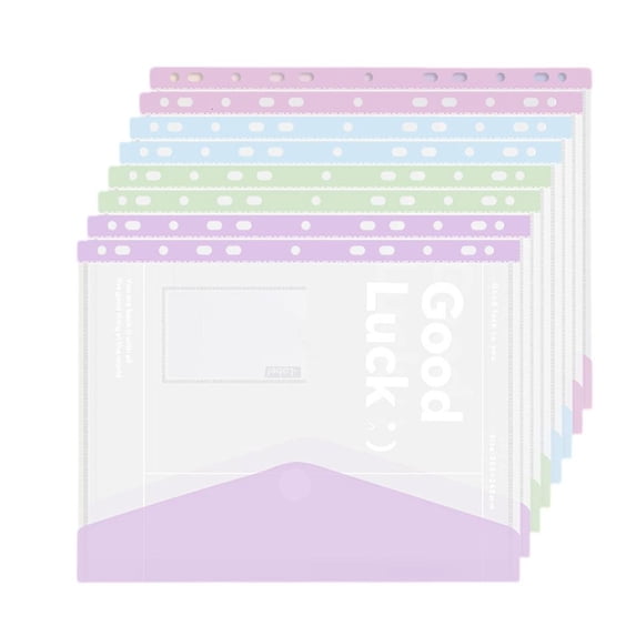 4/6/8Pcs Punched Pocket Clear Plastic File Envelope Document Wallet 11 ...