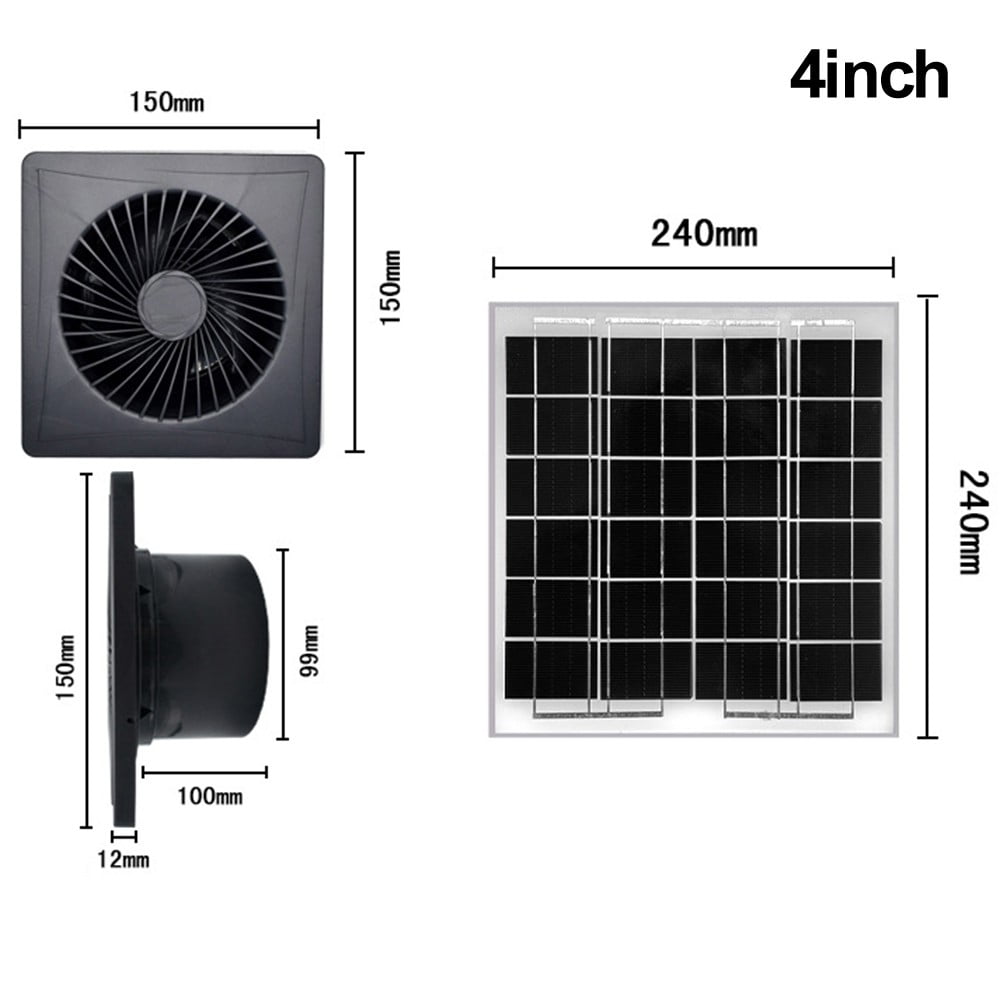 4/6/8inch 12V Solar Panel With Extractor Ventilation Fan Air Vent For ...