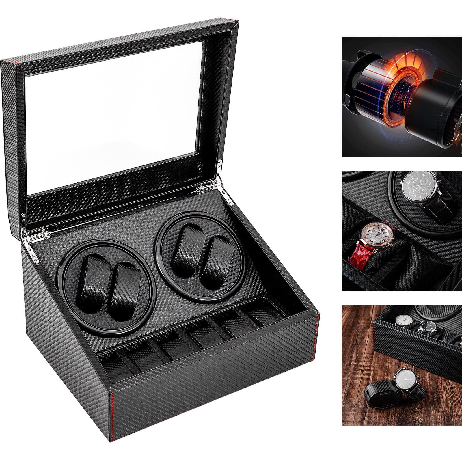 4+6 Automatic Rotation Watch Winder Box Storage Case Self Winding ...