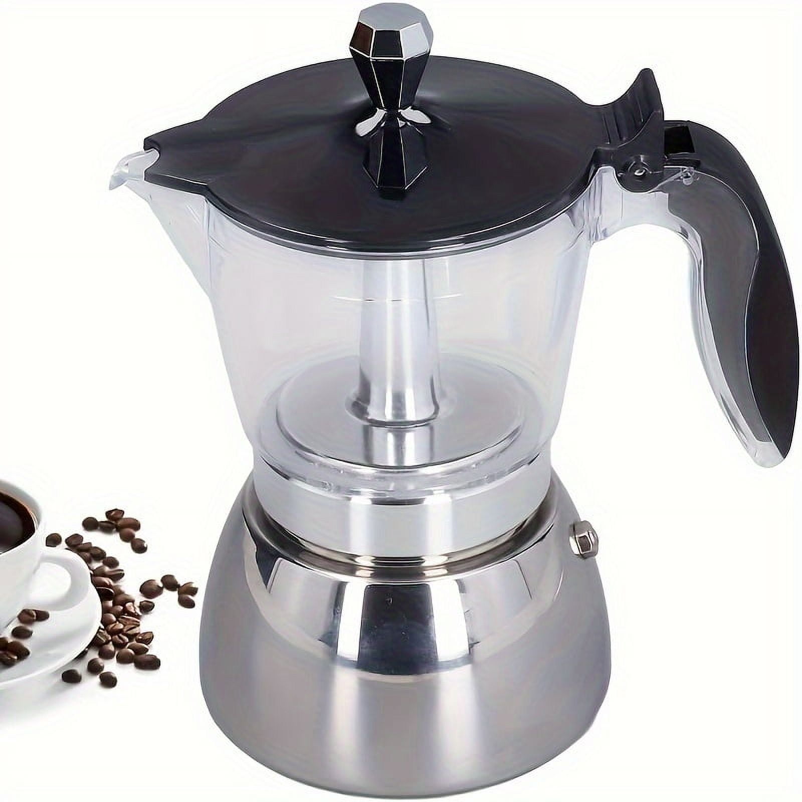 4/6-Cup Transparent Plastic & Stainless Steel Moka Pot - Italian ...