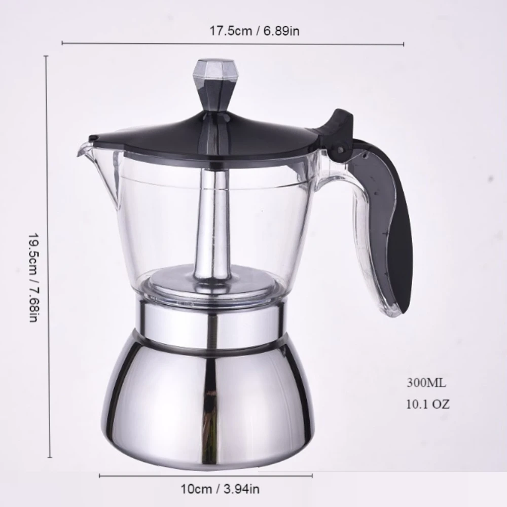 4-6 Cups Moka Pot Stainless Steel Coffee Pot Quickly Make Espresso Italian Coffee Machine Home ...