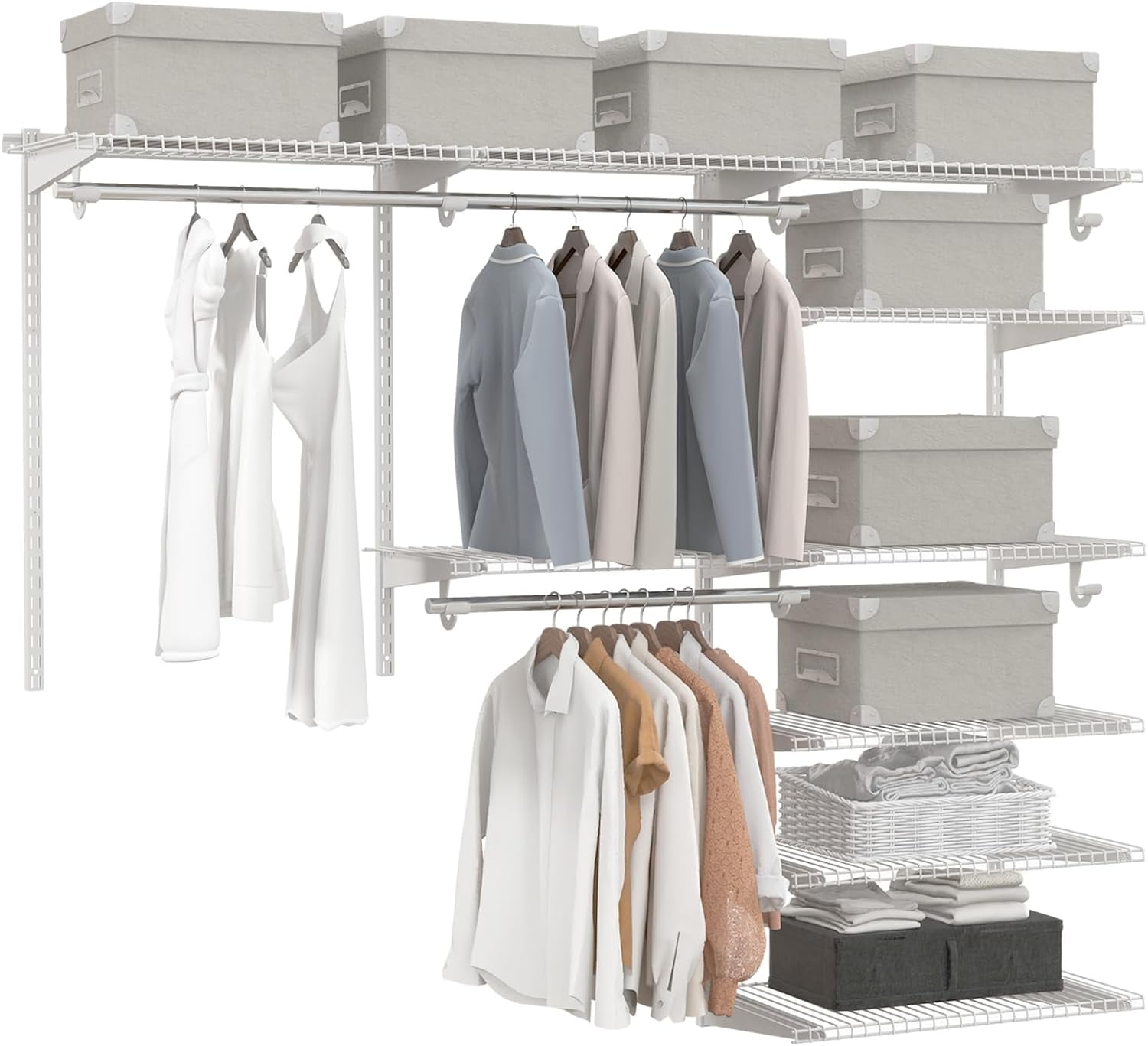 4 to 6 FT Custom Closet Organizer System Kit, Wall-Mounted Storage ...