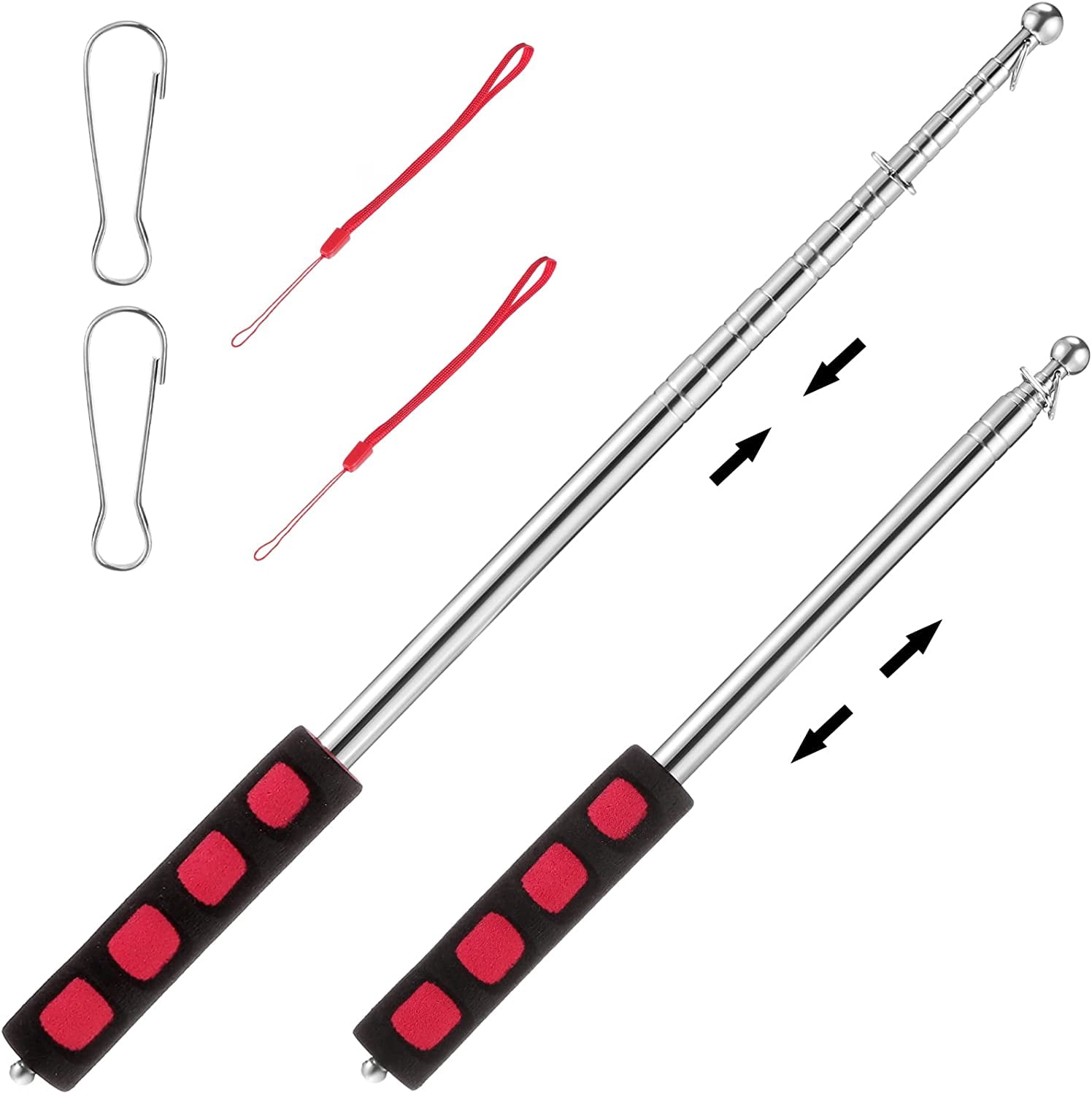 4.6 Feet Telescopic Flagpole Stainless Steel Handheld Flag Stick ...