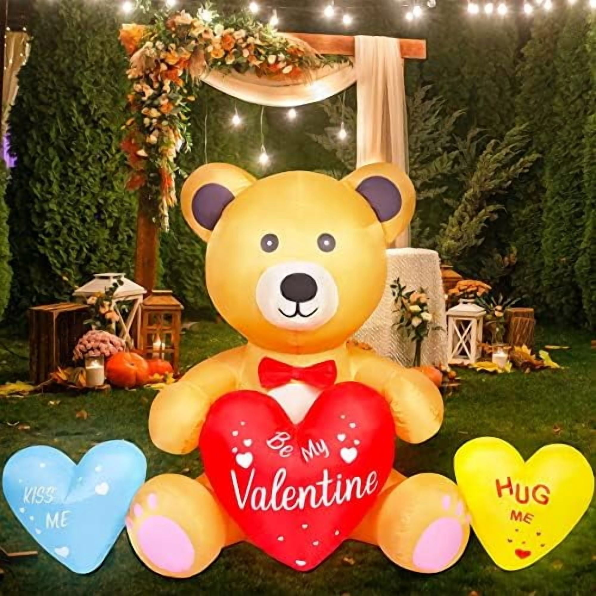 4.6 Feet Valentine's Day Inflatable Bear Holding Heart Candy Color ...