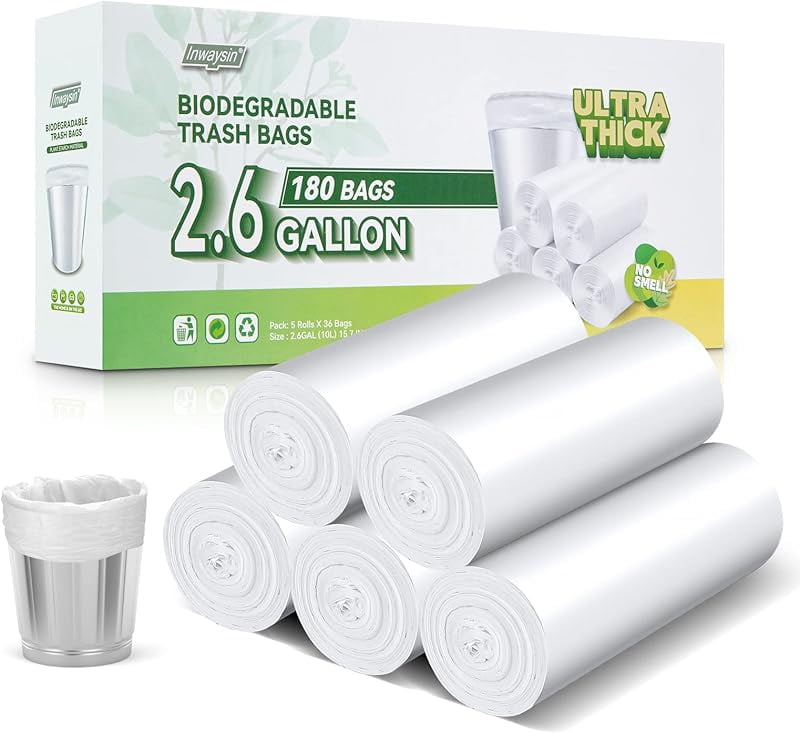 4-6 Gallon Small Trash Bags Biodegradable 180 Counts, Ultra Thick ...