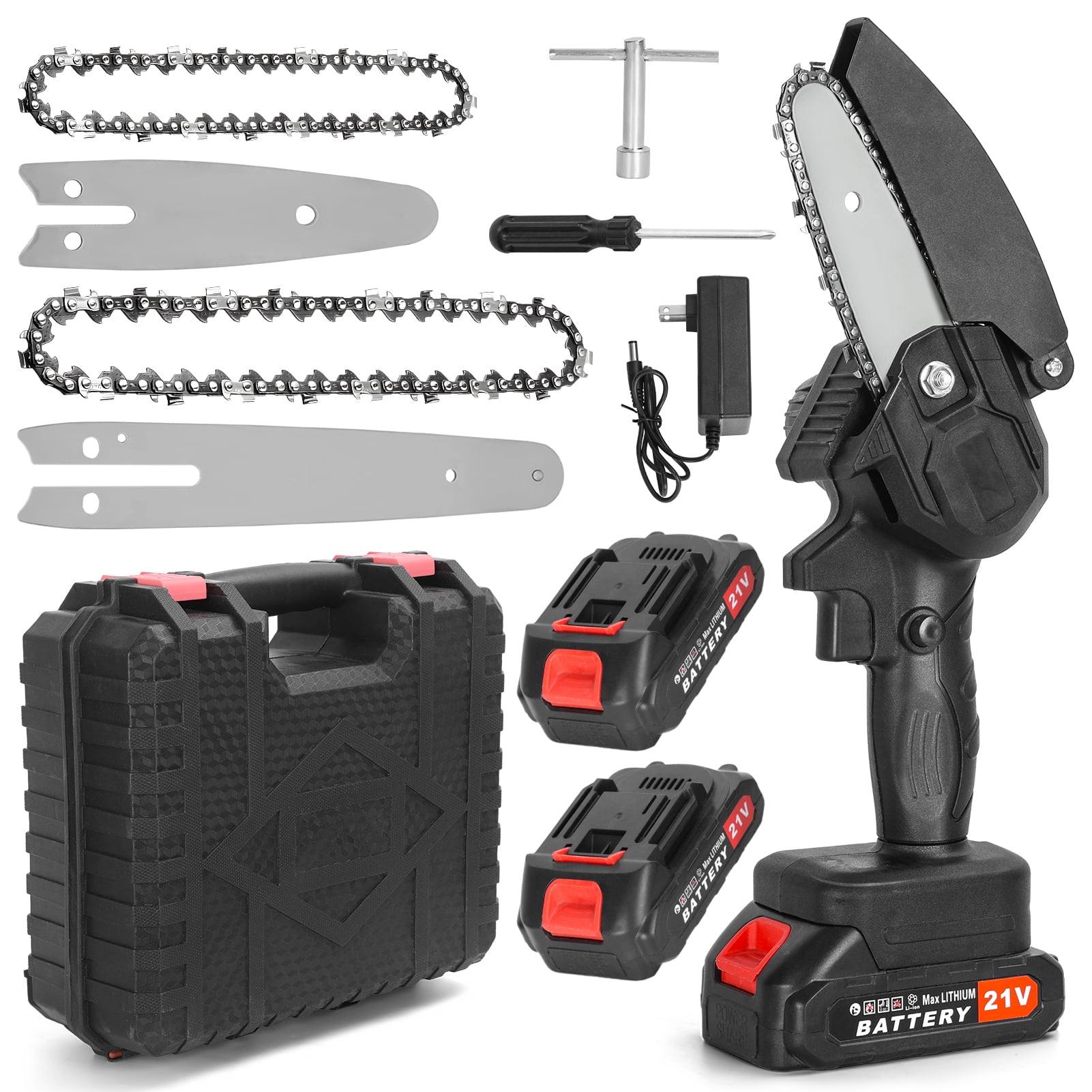 4/6 Inch Mini Chainsaw Cordless with 2 Battery, Mini Electric Chain Saw ...