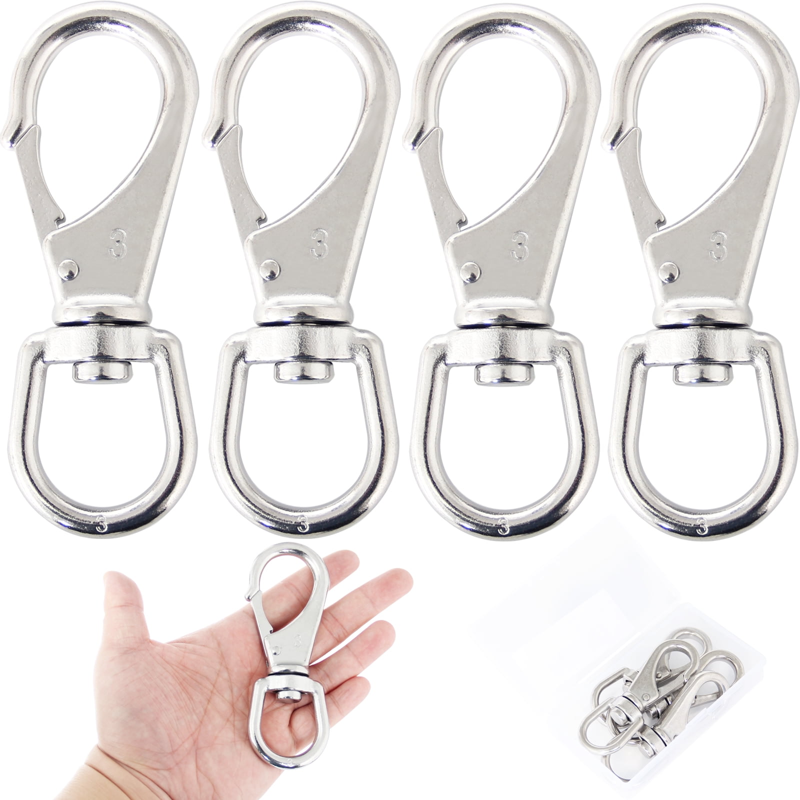 4.6 Inch Swivel Snap Hooks, 4 Packs Small Stainless Steel Spring Clips ...