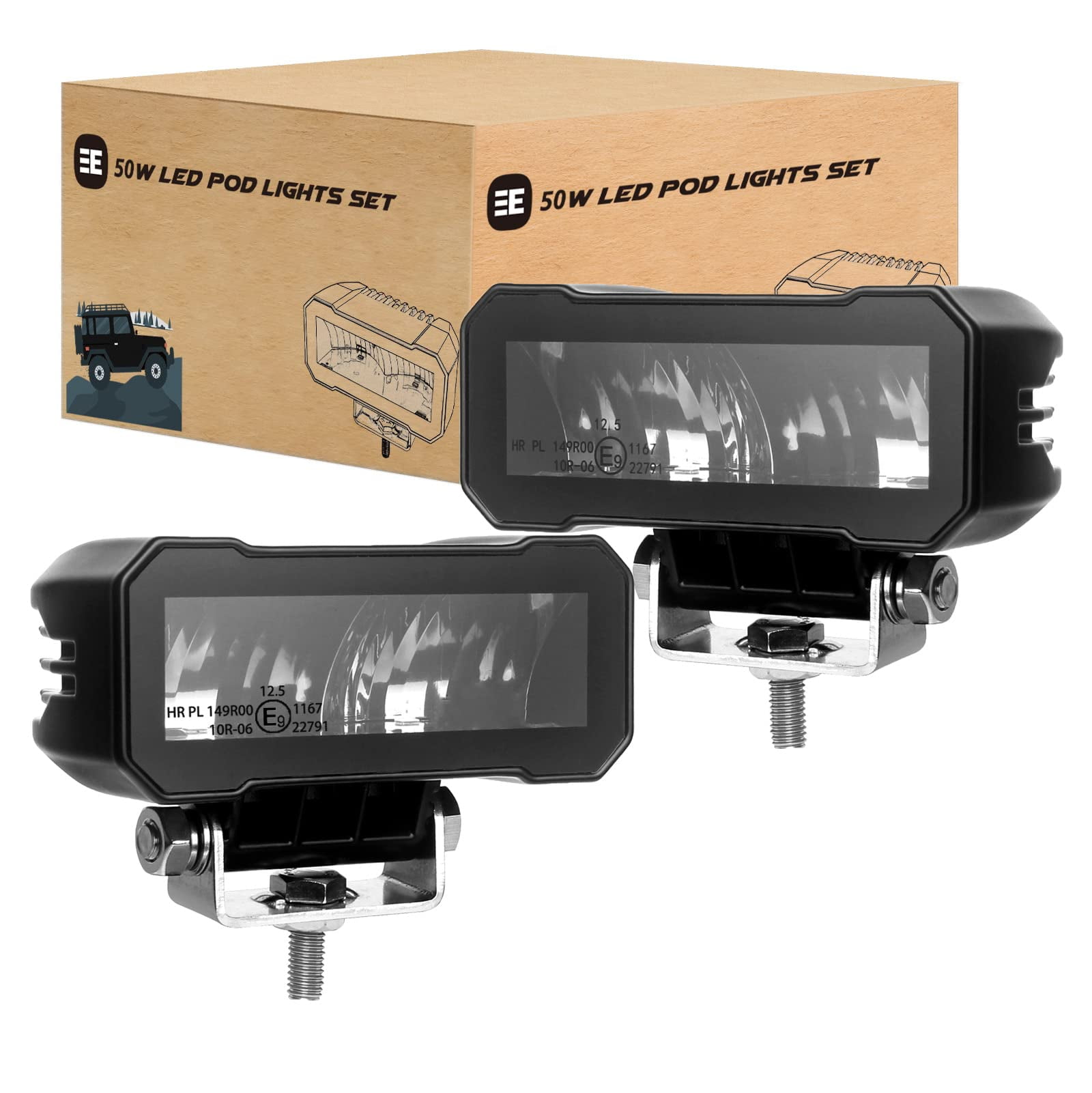 4.6'' LED Pod Lights for Truck, 50W Off-Road LED Cube Fog Lights, 12V ...