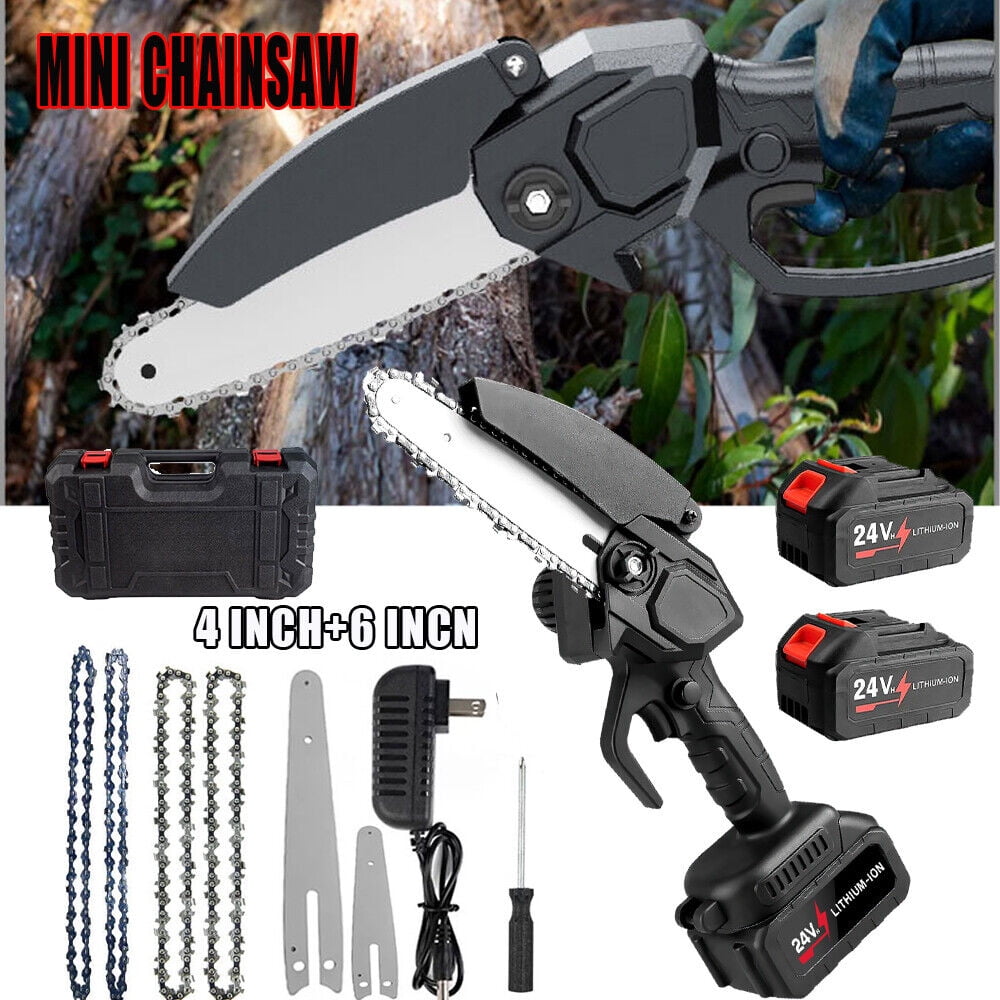 4+6" Mini Handheld Electric Chainsaw Cordless Chain Saw Wood Cutter ...