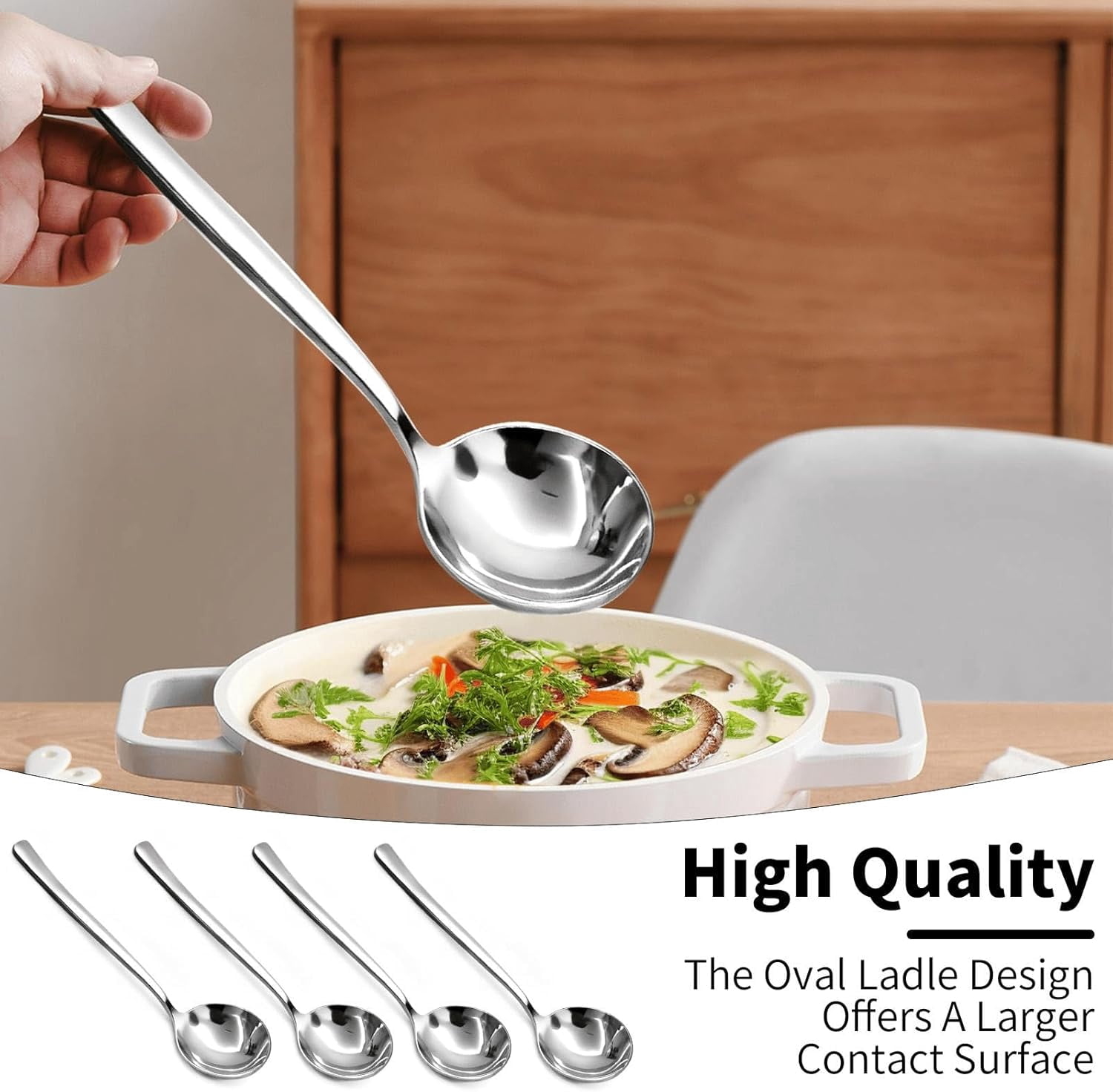 4/6 PCS Stainless Steel Soup Spoon Set,Heavy Thick Soup Spoons ...