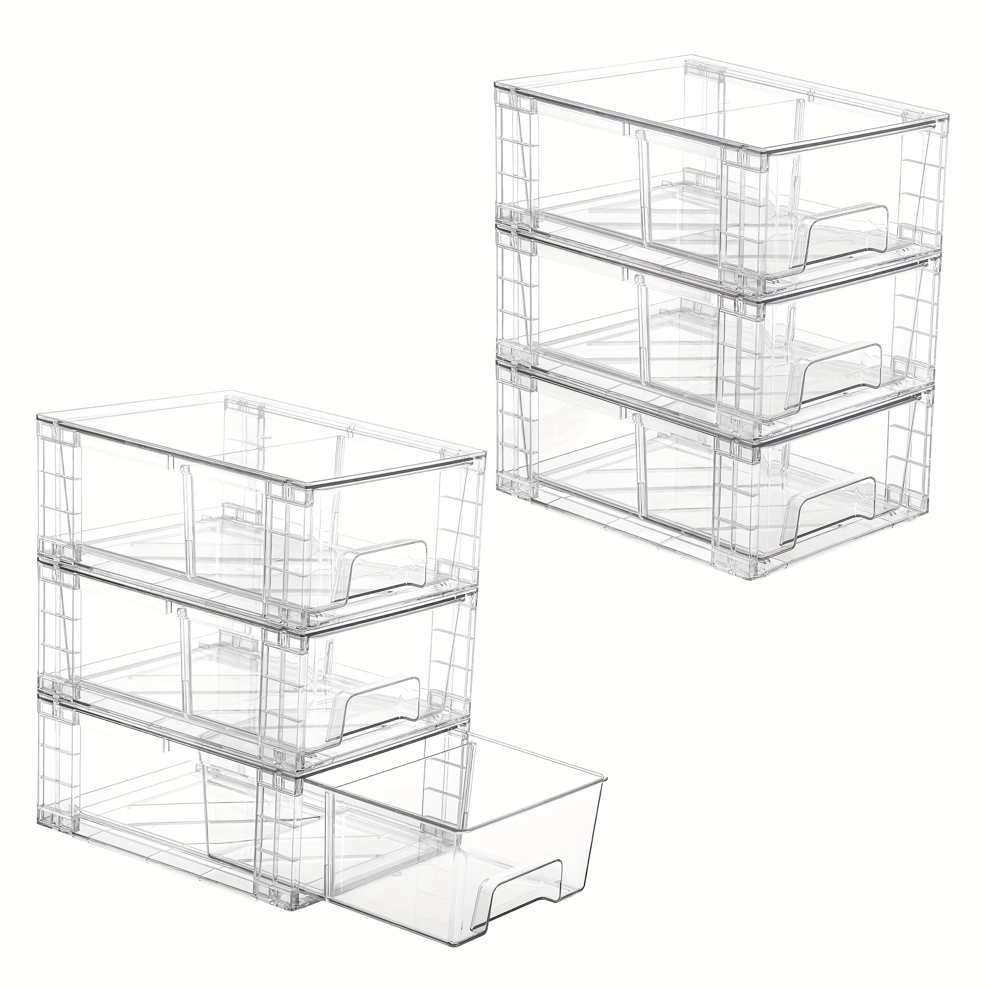 4/6 Pack Clear Acrylic Food Storage Drawers With Handles | Stackable ...