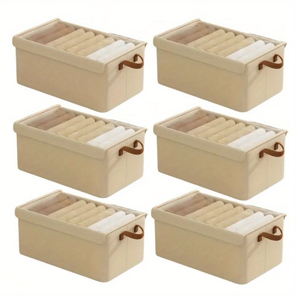 4/6 Pcs Clothes Organizer Box with Handles, Foldable Storage Box with Steel Frame & Clear Lid ...