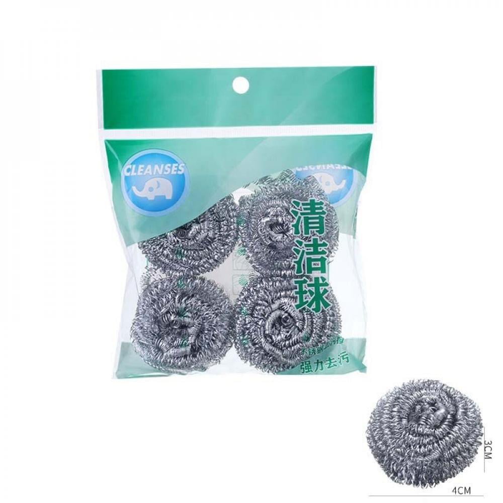 4/6 Pack Steel Wool Scrubbers-Kitchen Washing Ball Scrubber Sponge ...